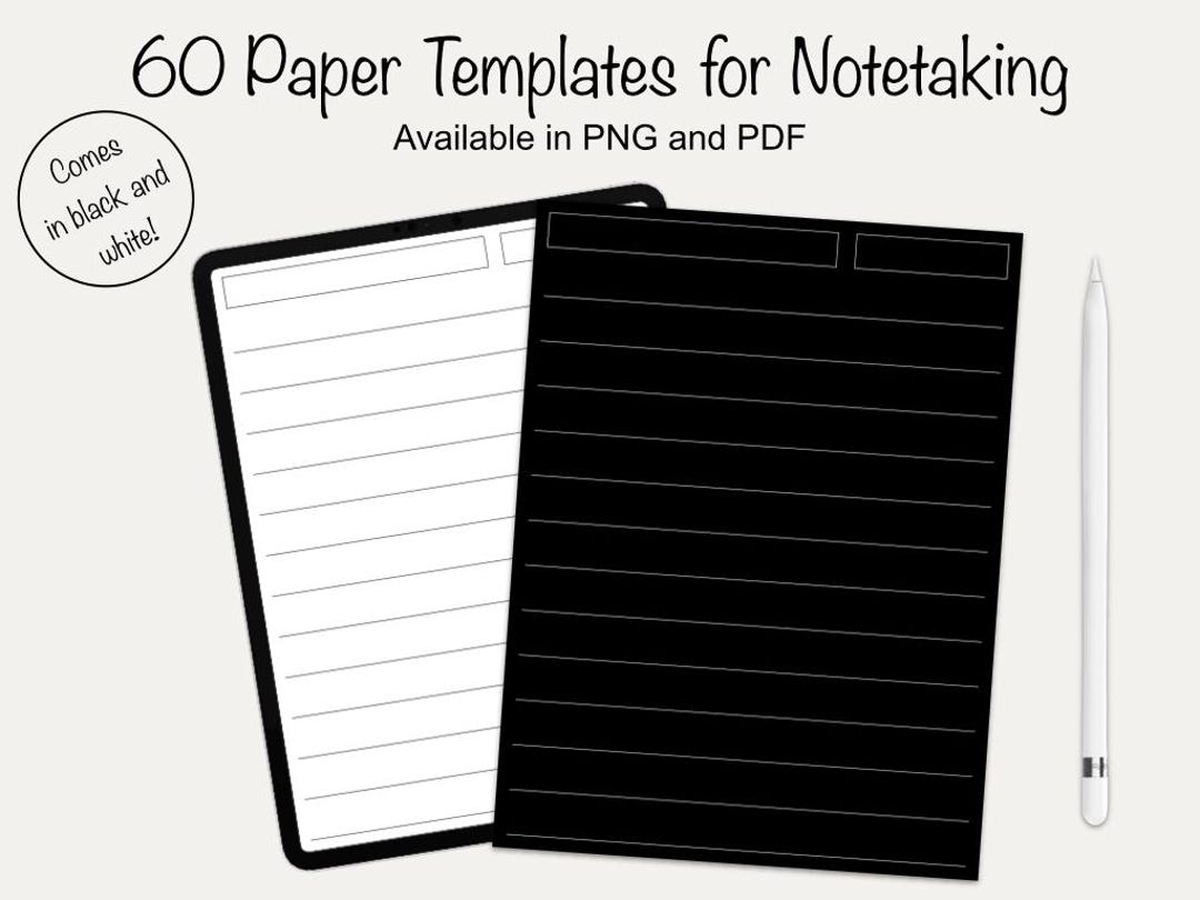 Paper Note Templates for Planning and Notetaking (PNG and PDF), Instant ...