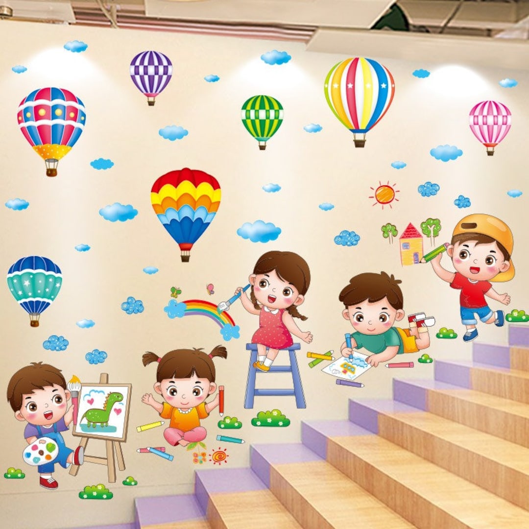 Kids Wall Decals, Cartoon Wall Decal, Nursery Decals, Kids Balloon ...