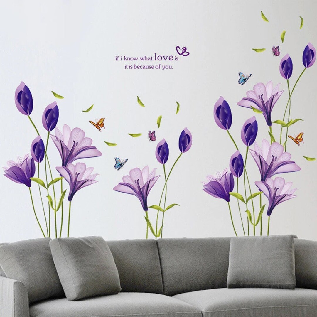 Floral Wall Decals, Floral Wall Decal, Lilly Wall Stickers, Soft ...