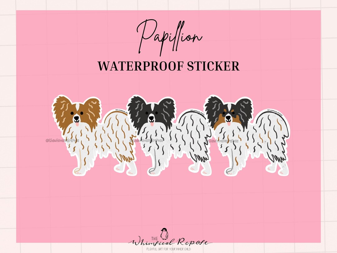Papillon Die Cut Sticker, Dog Breed Waterproof Vinyl Laptop Decal, Pet ...