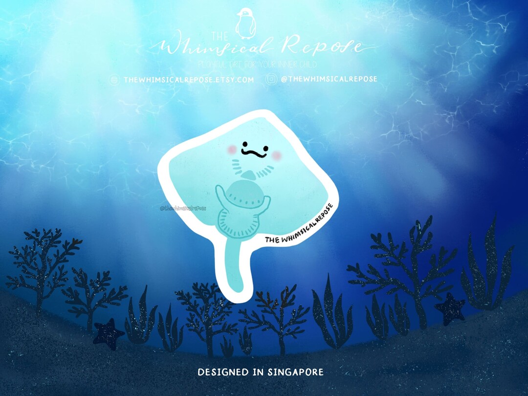 Stingray Sticker for Tumbler, Cute Stingray Decal for Laptop, Stingray ...