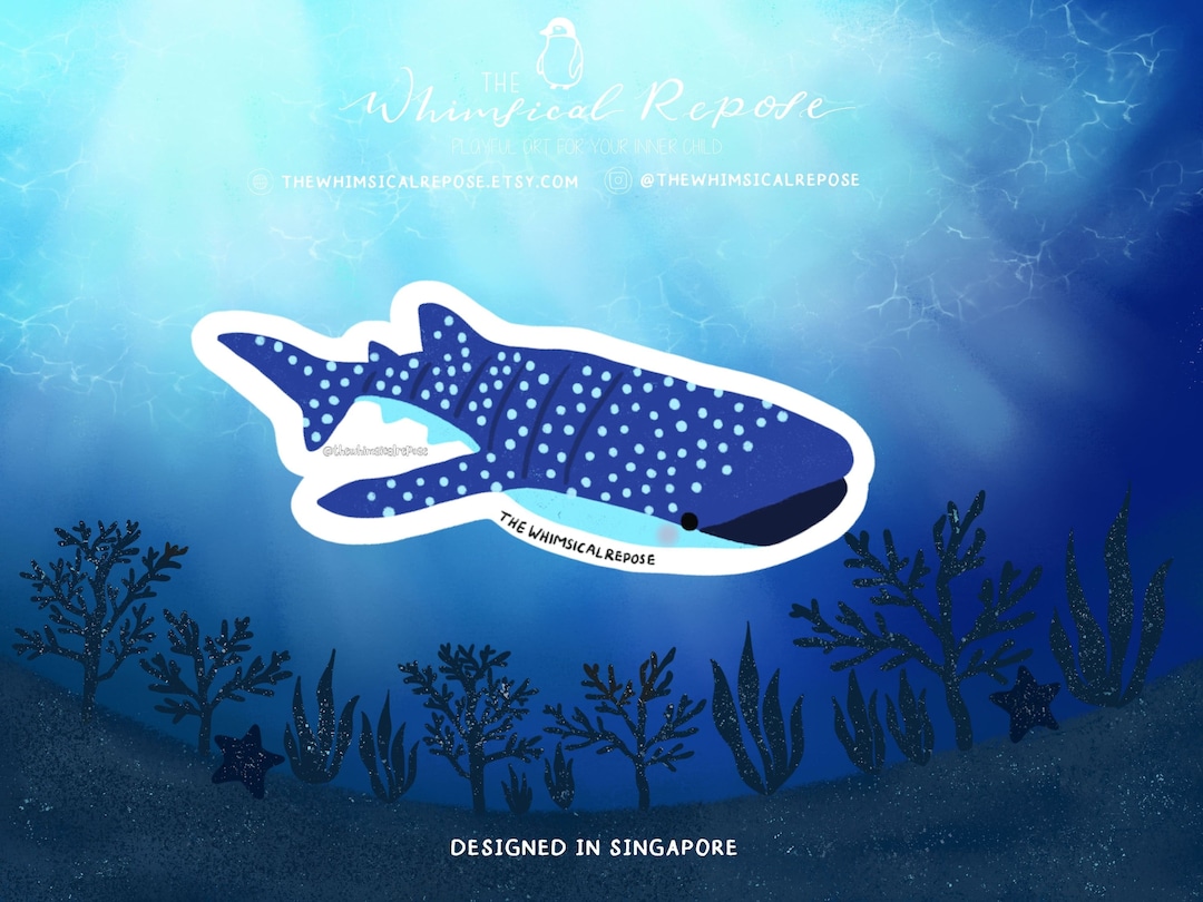 Whale Shark Sticker for Water Bottle, Cute Whale Shark Decal for Laptop ...