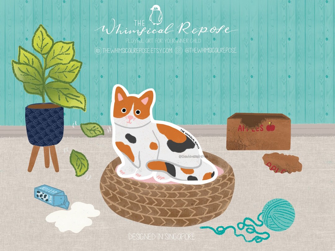 Calico Munchkin Cat Die Cut Sticker, Cat Breed Waterproof Vinyl Laptop ...