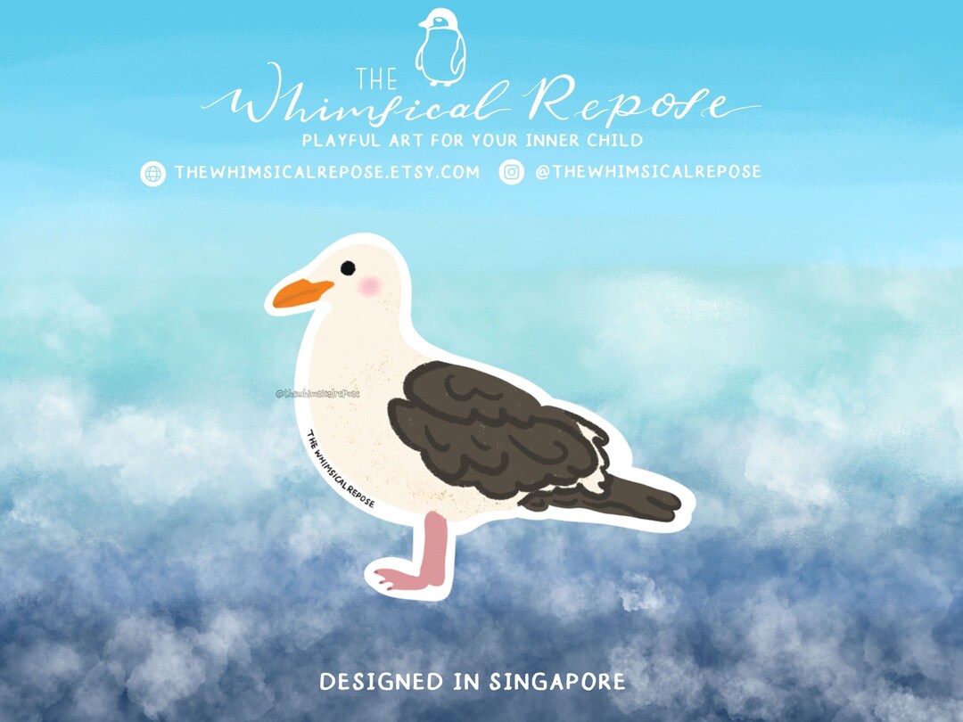 Seagull Sticker for Water Bottle, Seagull Lover Gift, Cute Seagull ...