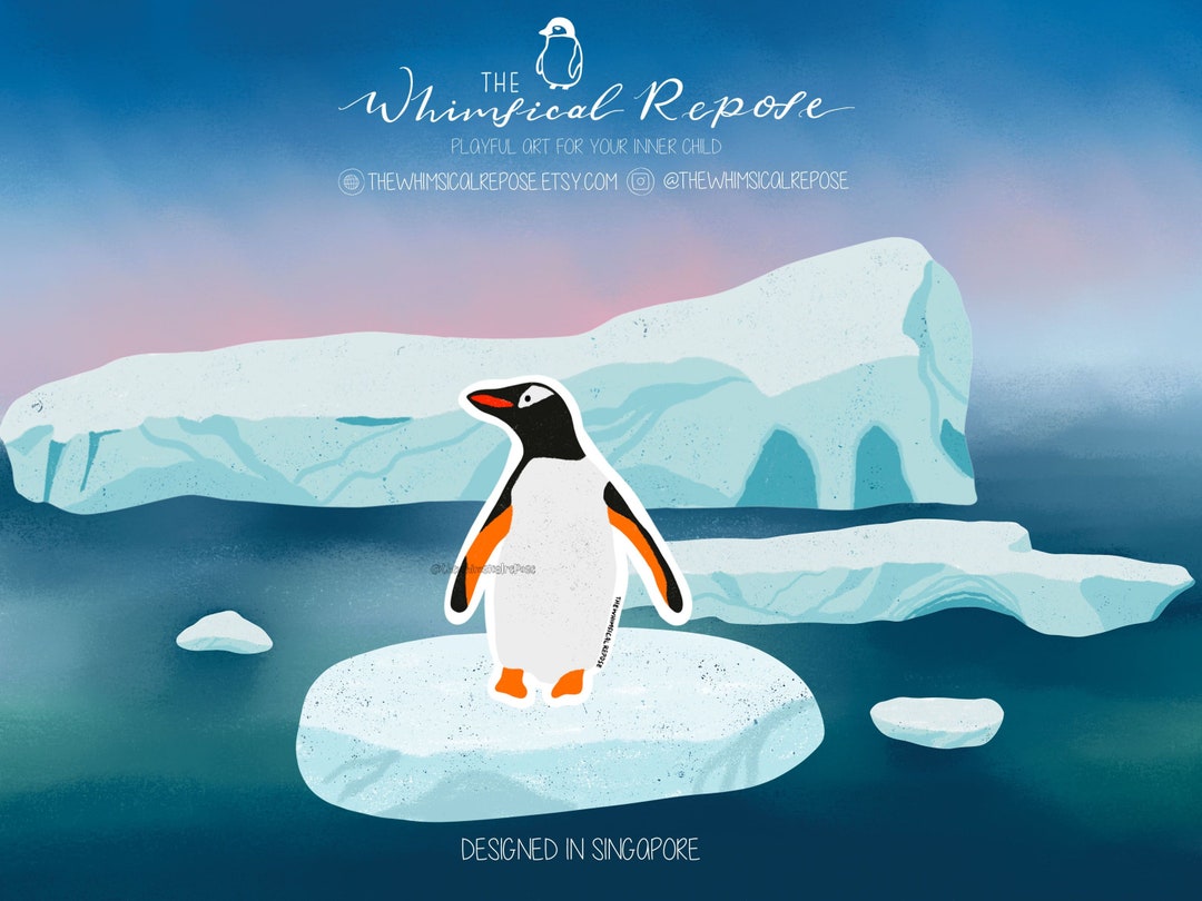 Gentoo Penguin Sticker for Water Bottle, Cute Penguin Decal for Laptop ...