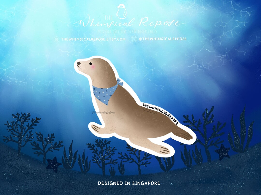 Sea Lion Sticker for Tumbler, Cute Sea Lion Decal for Laptop, Sea Lion ...