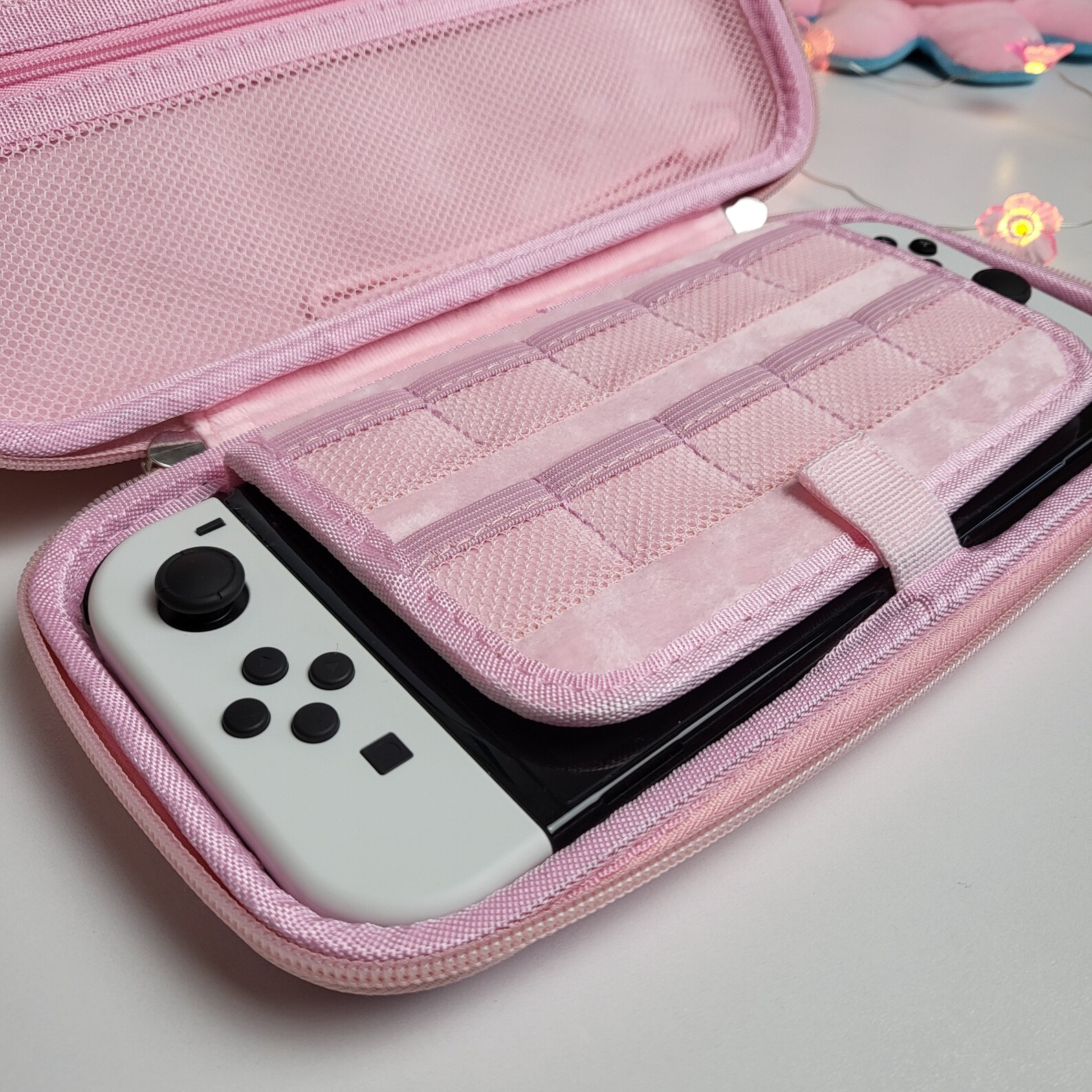 Pink Switch OLED Case With 4 FREE Sakura Flower Thumb Grip Caps ...
