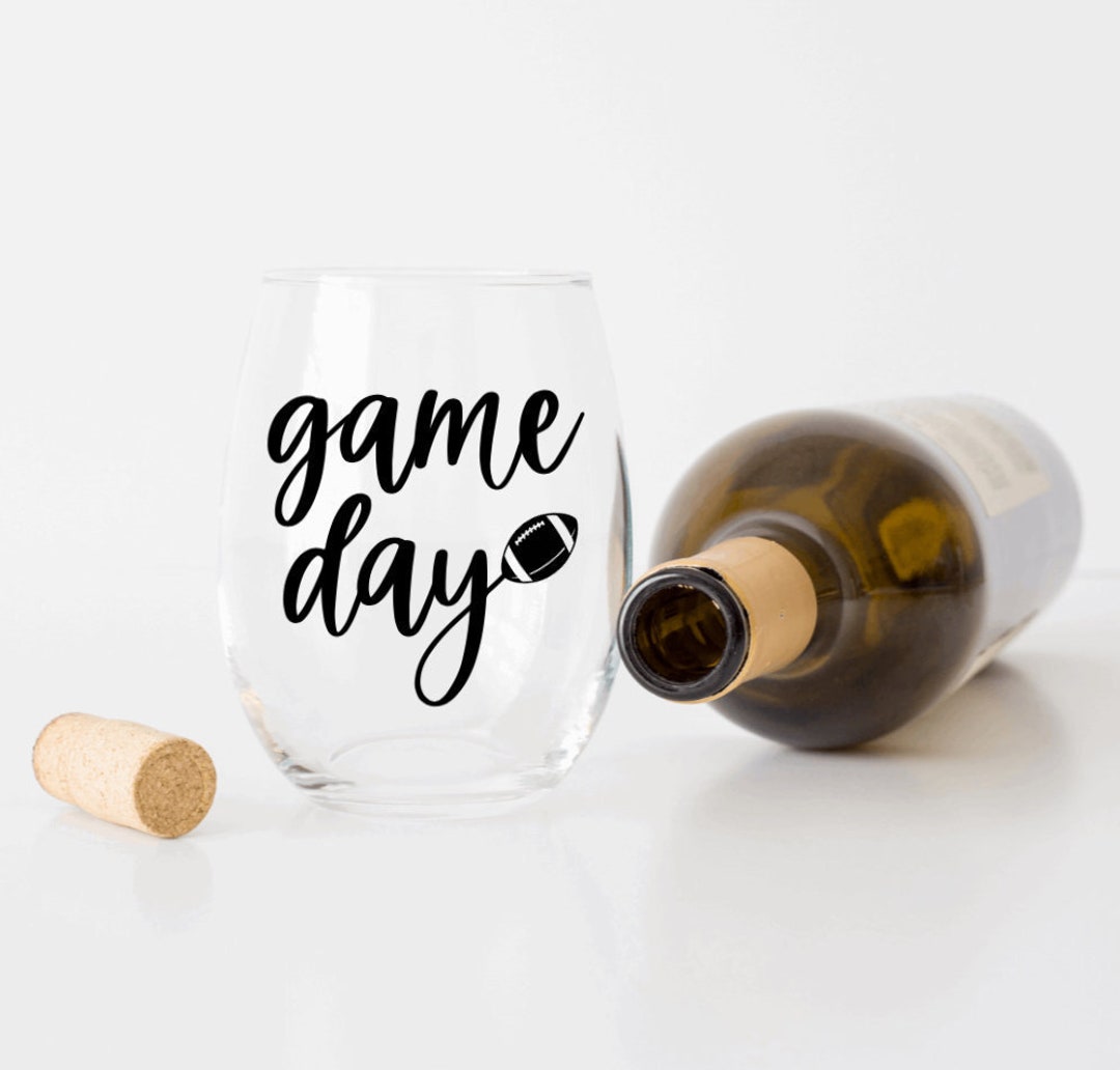 Game Day Football Stemless Wine Glass Football Season - Etsy