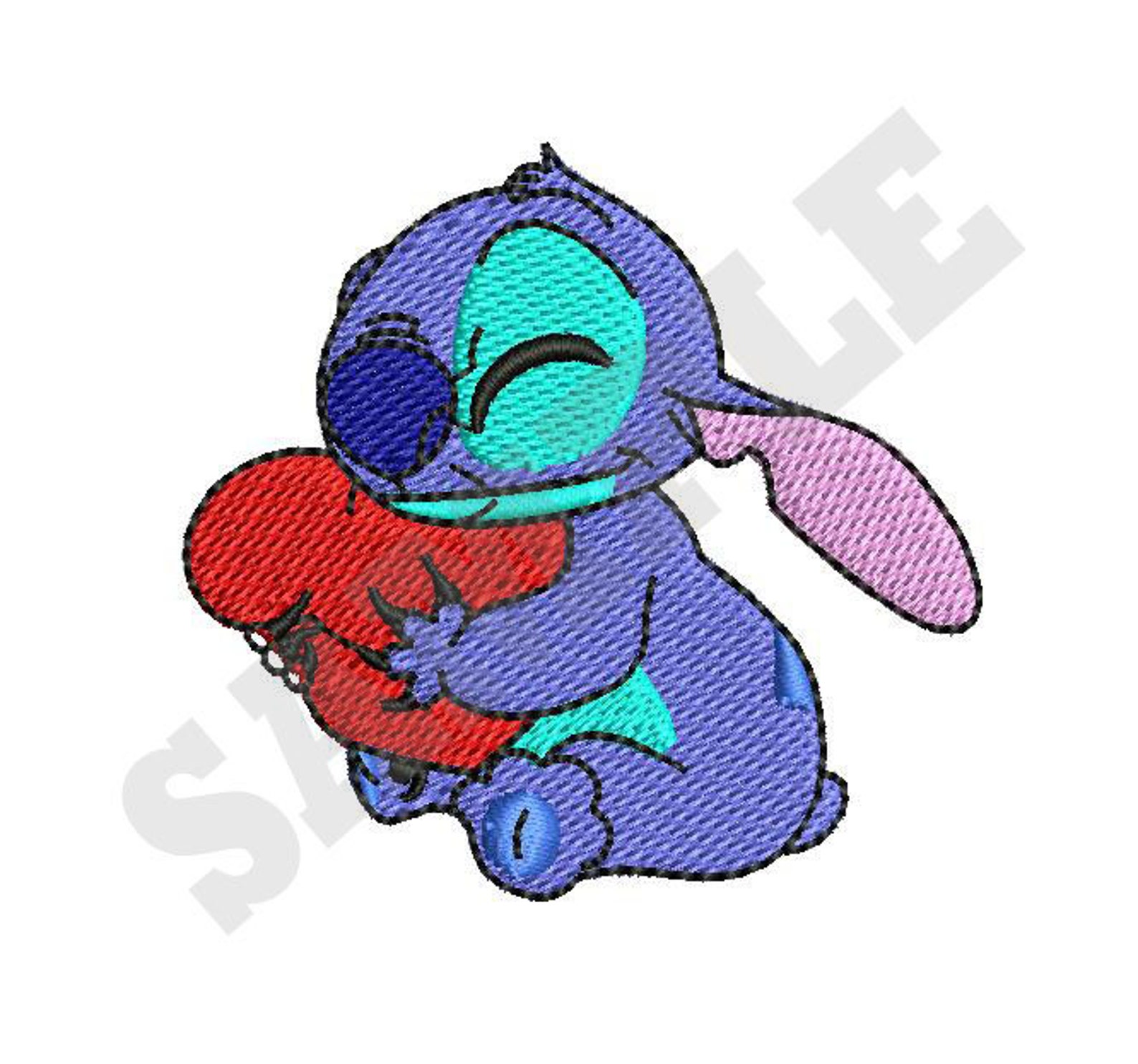 Stitch Hugging Heart Machine Embroidery Design - Etsy