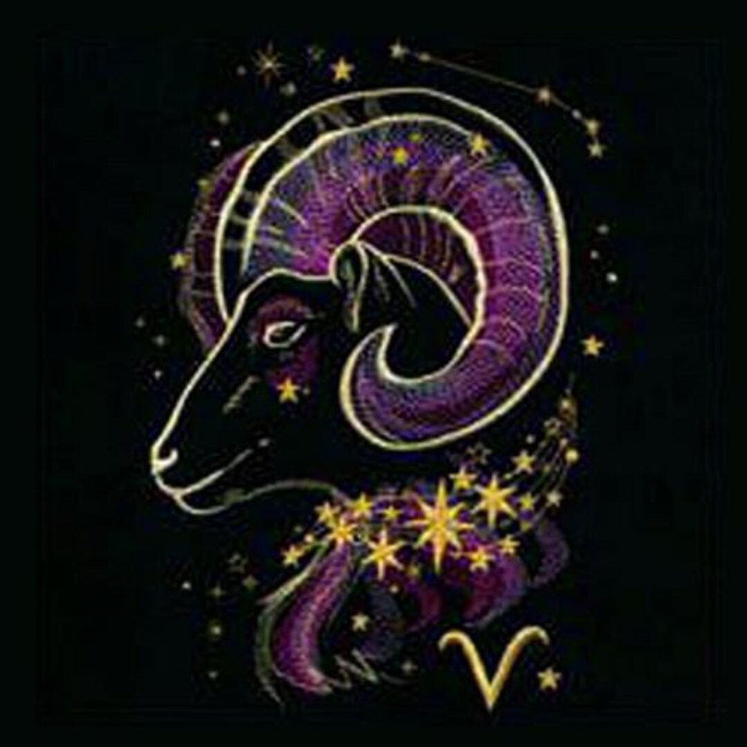 Celestial Aries Machine Embroidery Design, Zodiac Sign Embroidery ...