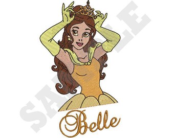 Cute Princess as Belle the Beauty 4x4 5x7 6x10 Machine Embroidery ...