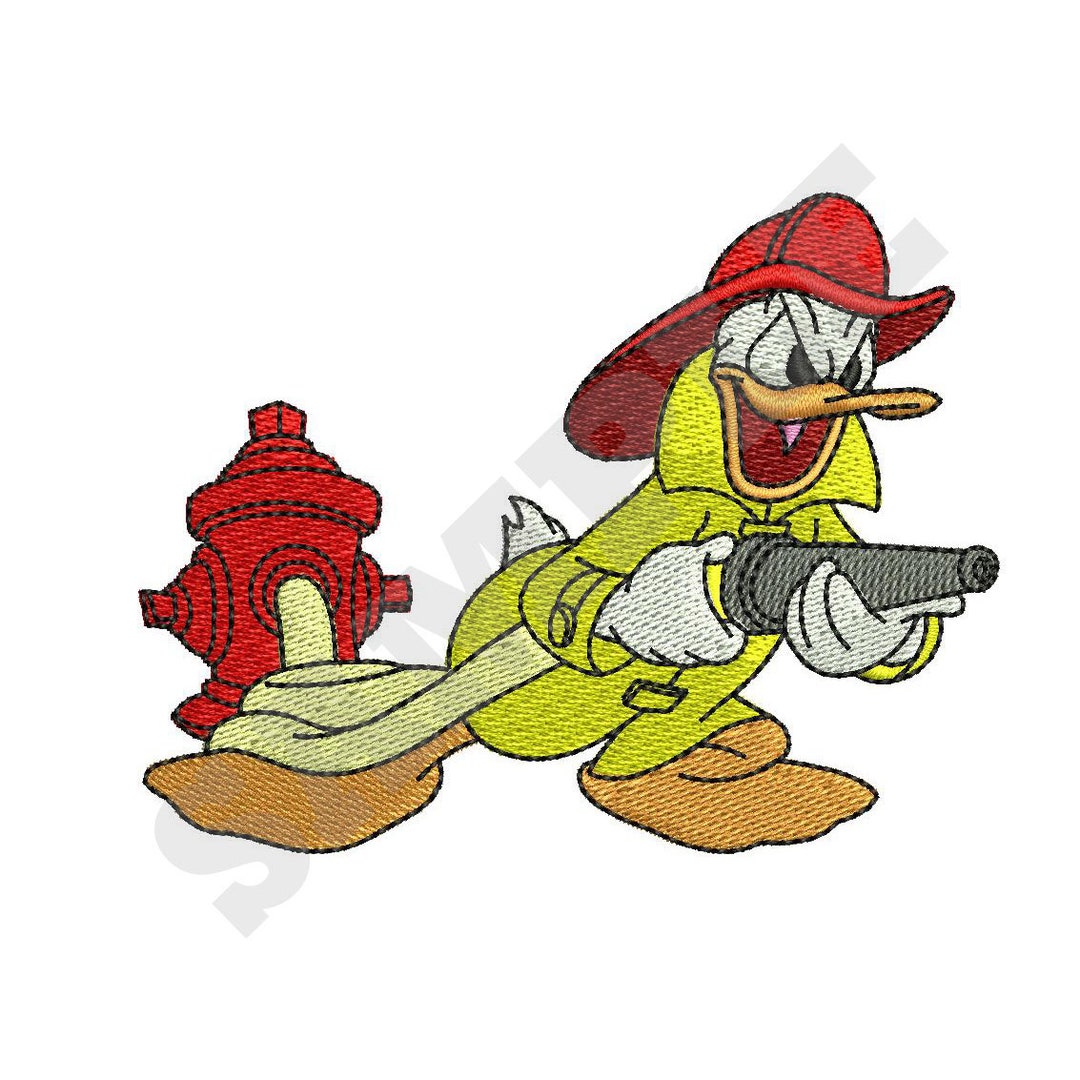 Donald Duck Firefighter Machine Embroidery Design - Etsy