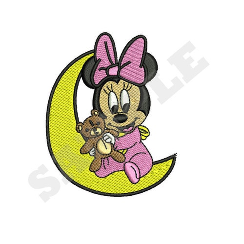 Baby Minnie Mouse Moon Stars Embroidery Design Machine - Etsy
