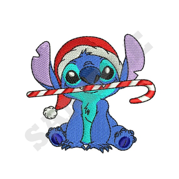 Stitch and Candy Cane Machine Embroidery Design | Etsy