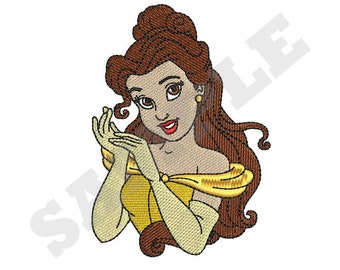 Princess Belle Embroidery Design Sketch Beauty and the Beast Pes ...