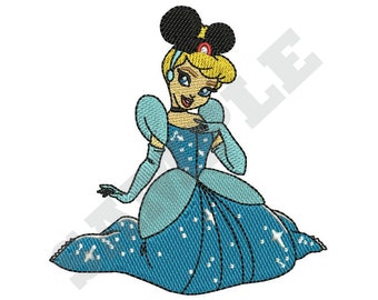 Princess Cinderella Sketch Digital Embroidery Machine Design File 4x4 ...