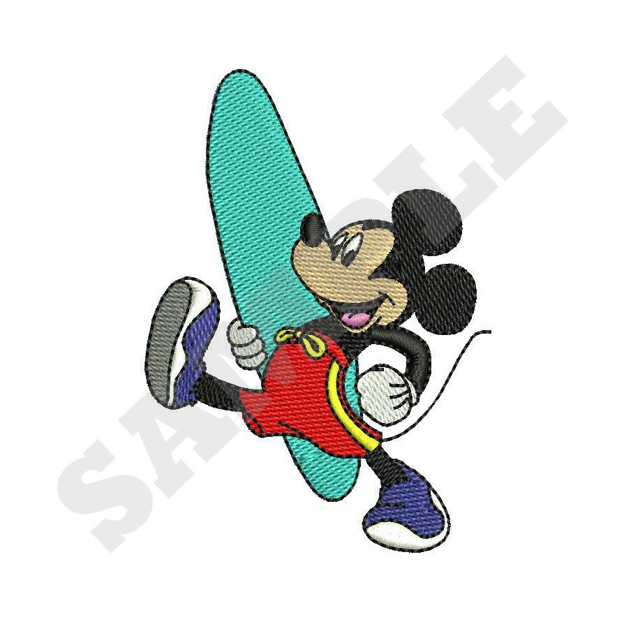 Surfer Mickey Machine Embroidery - Etsy