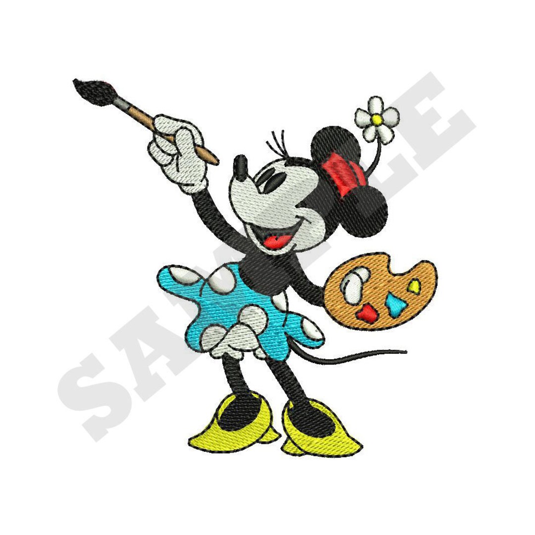 Minnie Mouse Artist Machine Embroidery Design - Etsy