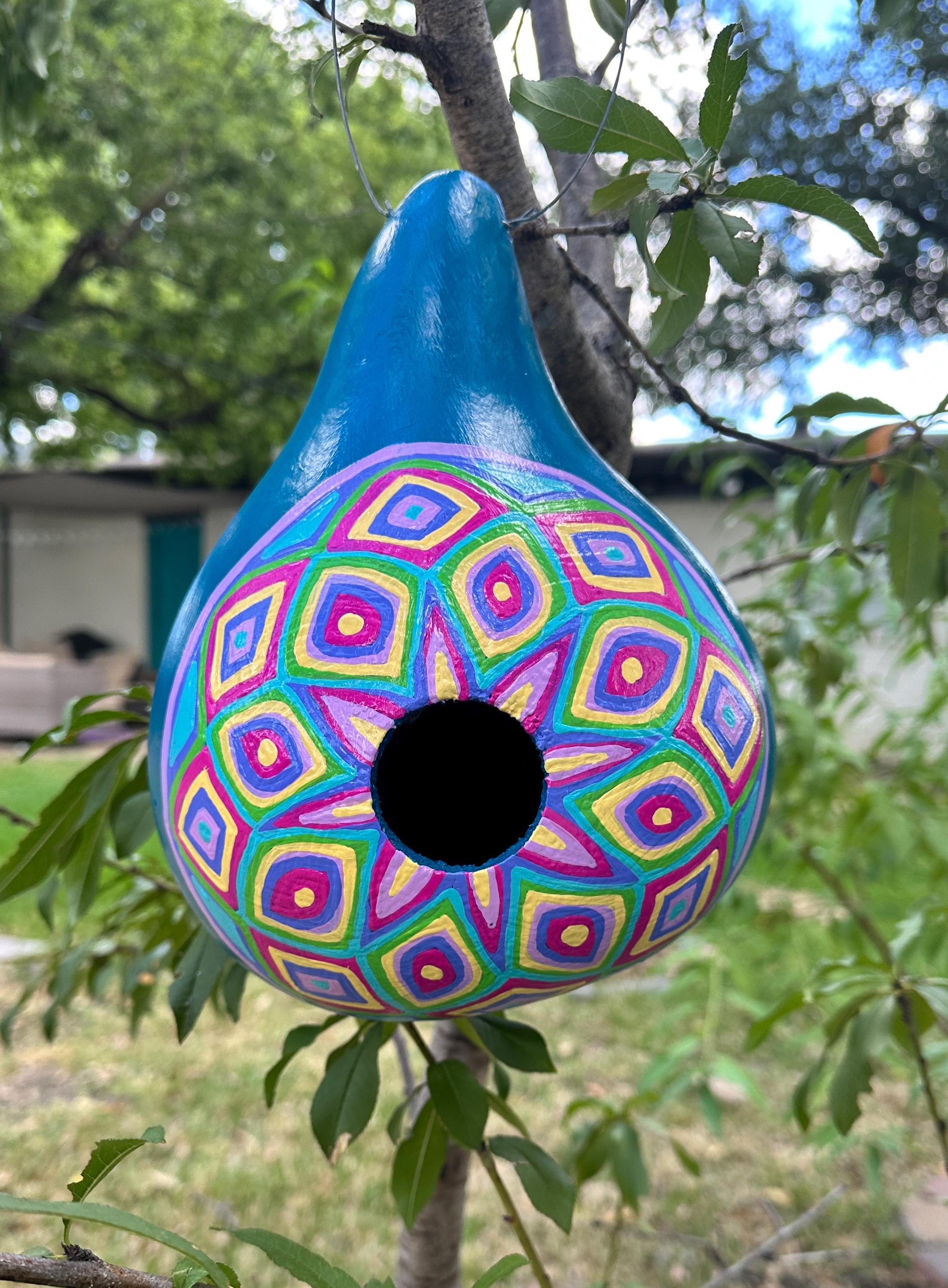 Hand Painted Blue and Purple Gourd Hanging Birdhouse - Etsy