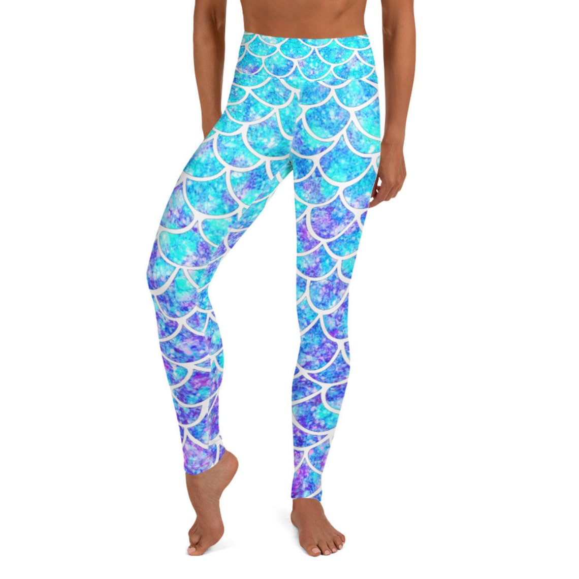 Mermaid Yoga Leggings Yoga Pants, Yoga Tights, Mermaid Scales, Fish ...