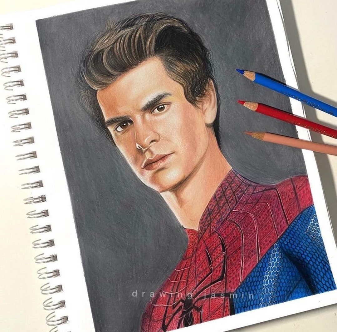 Spiderman Andrew Garfield Portrait Drawing - Etsy