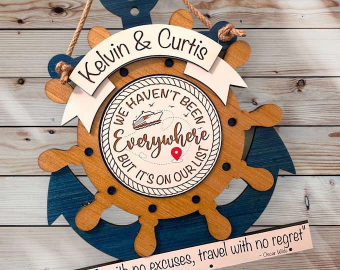 PERSONALIZED XL Cruise Ship Anchor/wheel Combo Cabin Door Decor/ Wall ...