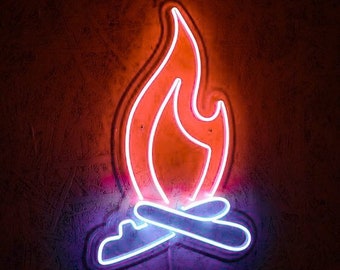 Flame Fire Neon Sign Led Flame Wall Decor Neon Sign for - Etsy
