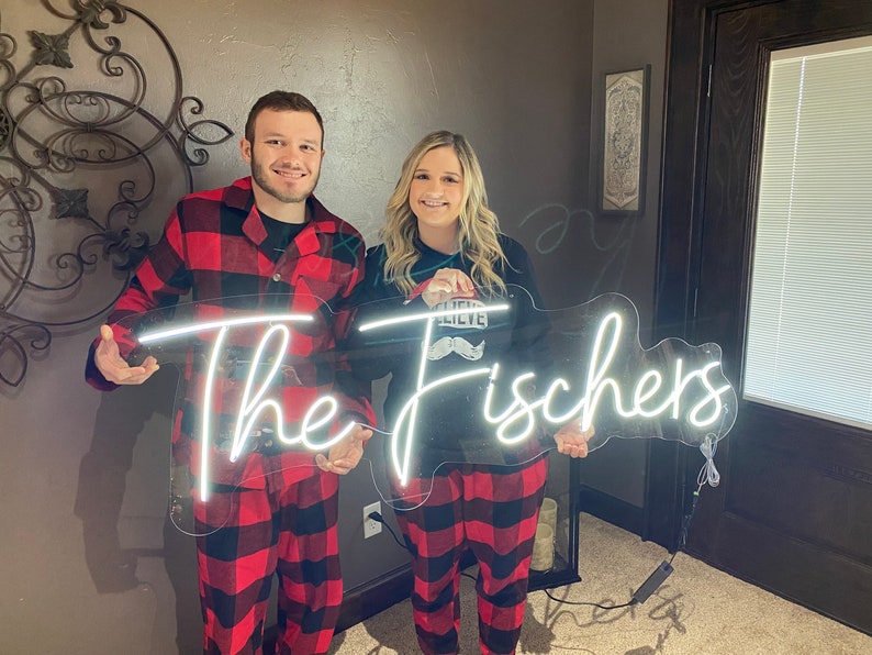 Custom Wedding Neon Sign Last Name Light Decor | Etsy