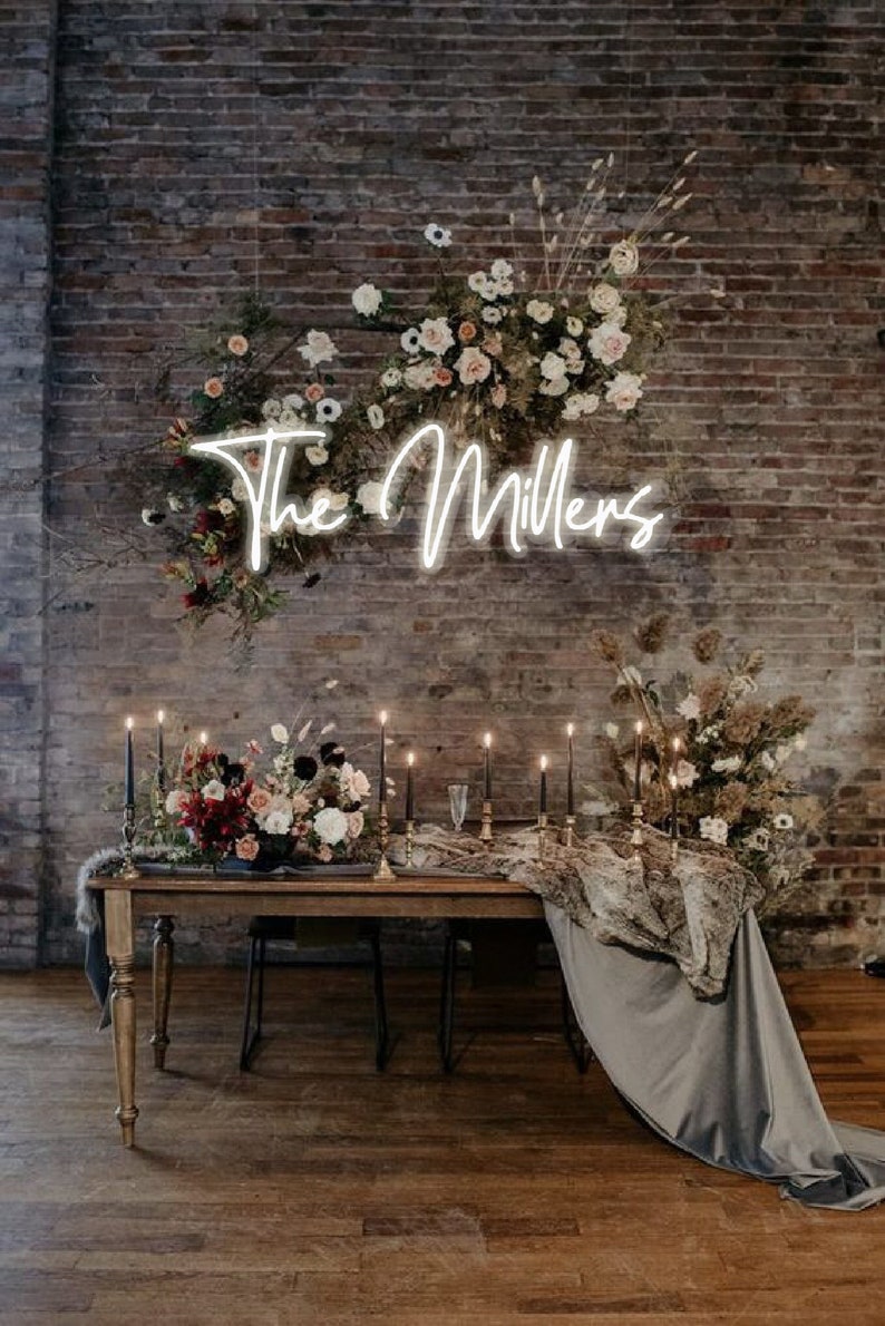 Custom Wedding Neon Sign Last Name Light Decor | Etsy