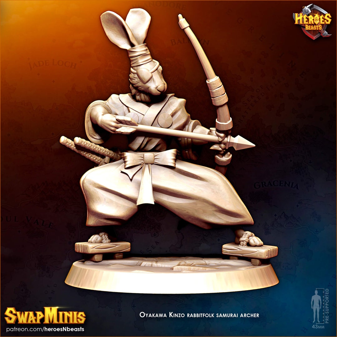Rabbitfolk Samurai Archer Classic • Digital Stl for 3d Printing• D&D ...