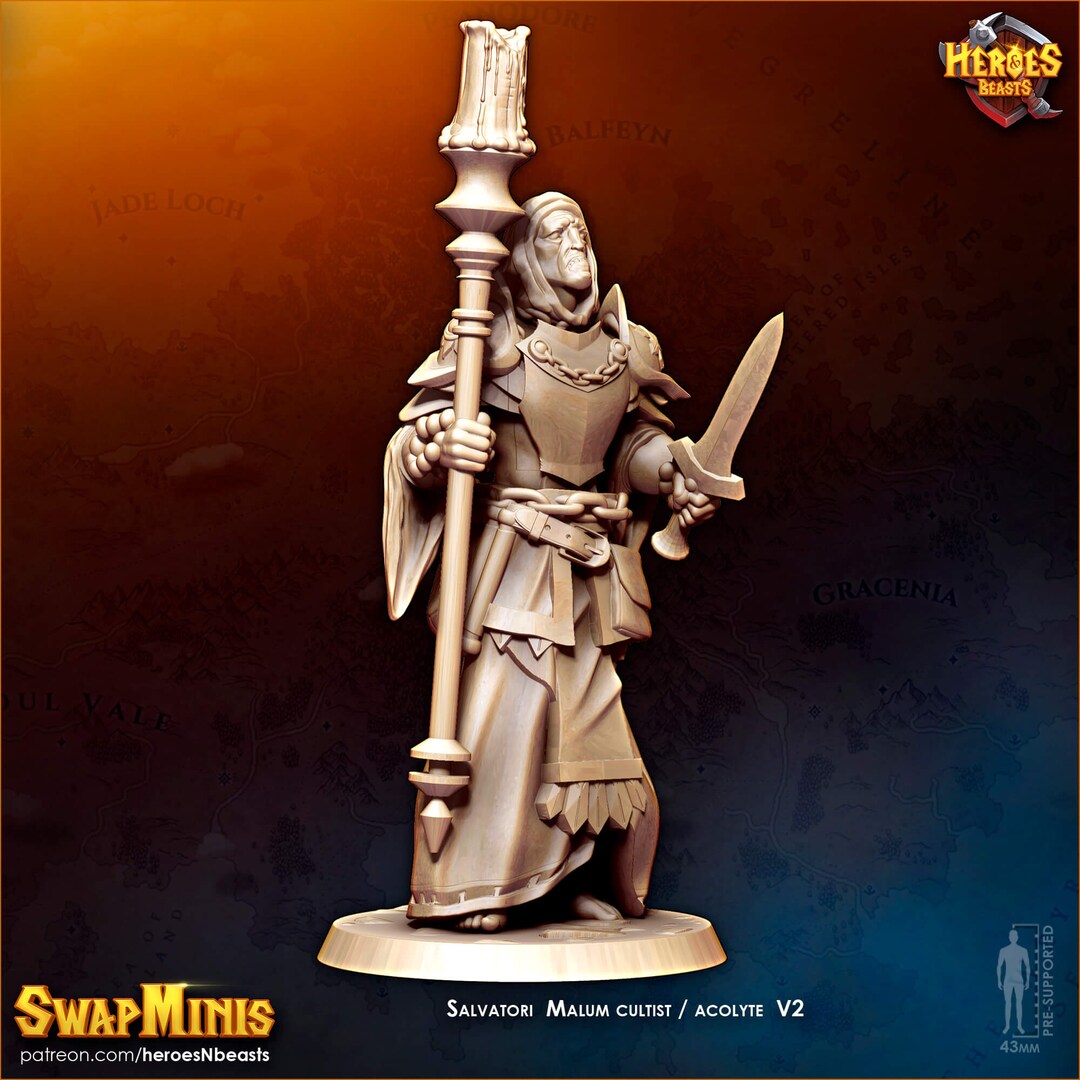 Cultist Acolyte Priest V2 • Digital Stl for 3d Printing• D&D Dungeons ...
