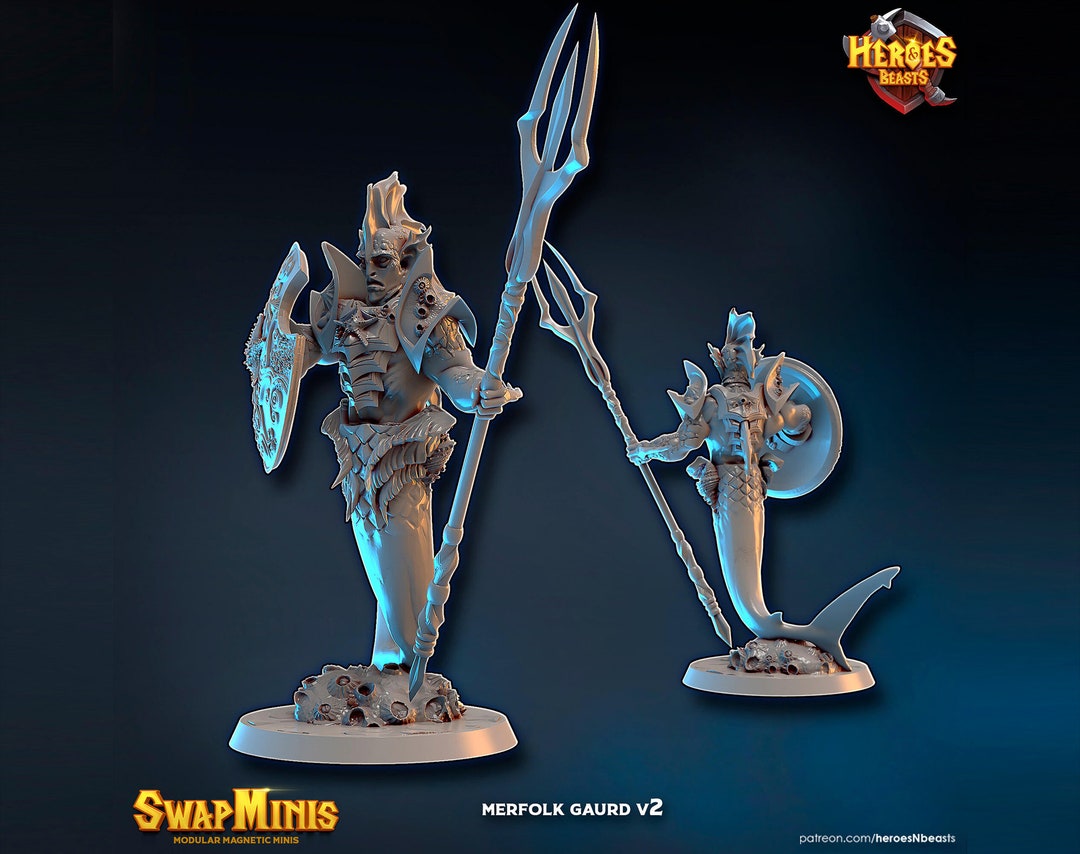 Mer-folk Warrior for D&D Dungeons and Dragons Tabletop Gaming Wargaming ...