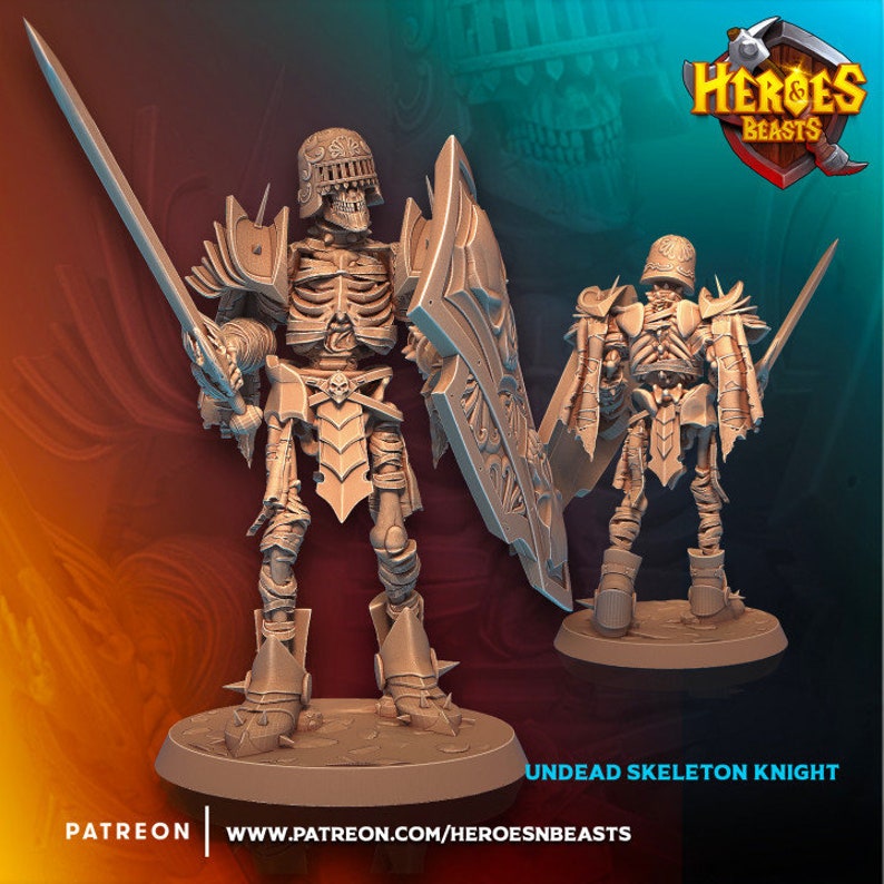 Undead Skeleton Knight DND Miniatures for D&D Dungeons and | Etsy