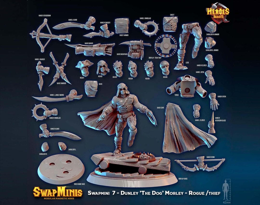 Swapmini 7 - Dunley 'the Dog' Morley - Rogue /thief ( Digital Stl File ...