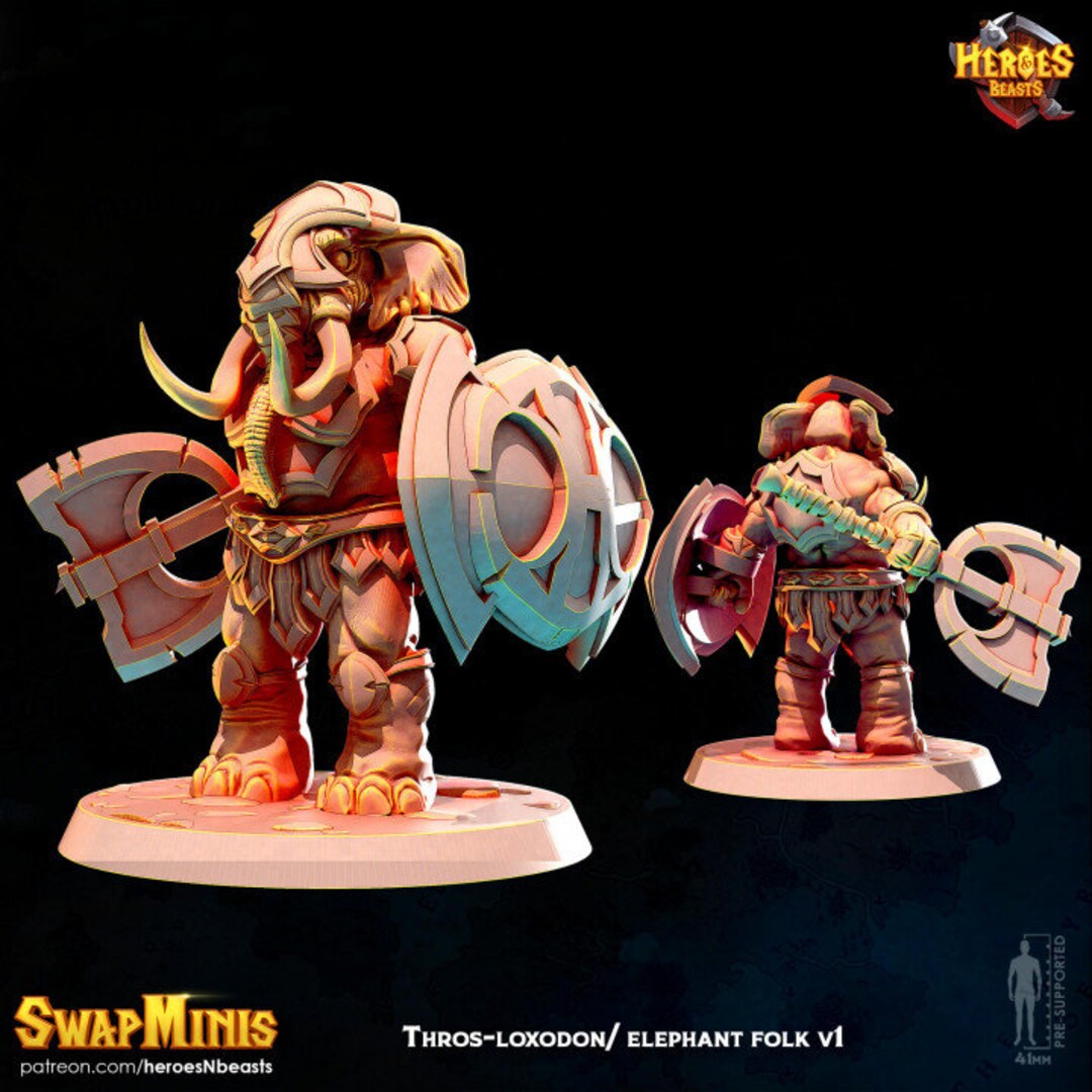 Loxodon Elephant Folk V1 Miniatures for D&D Dungeons and Dragons ...