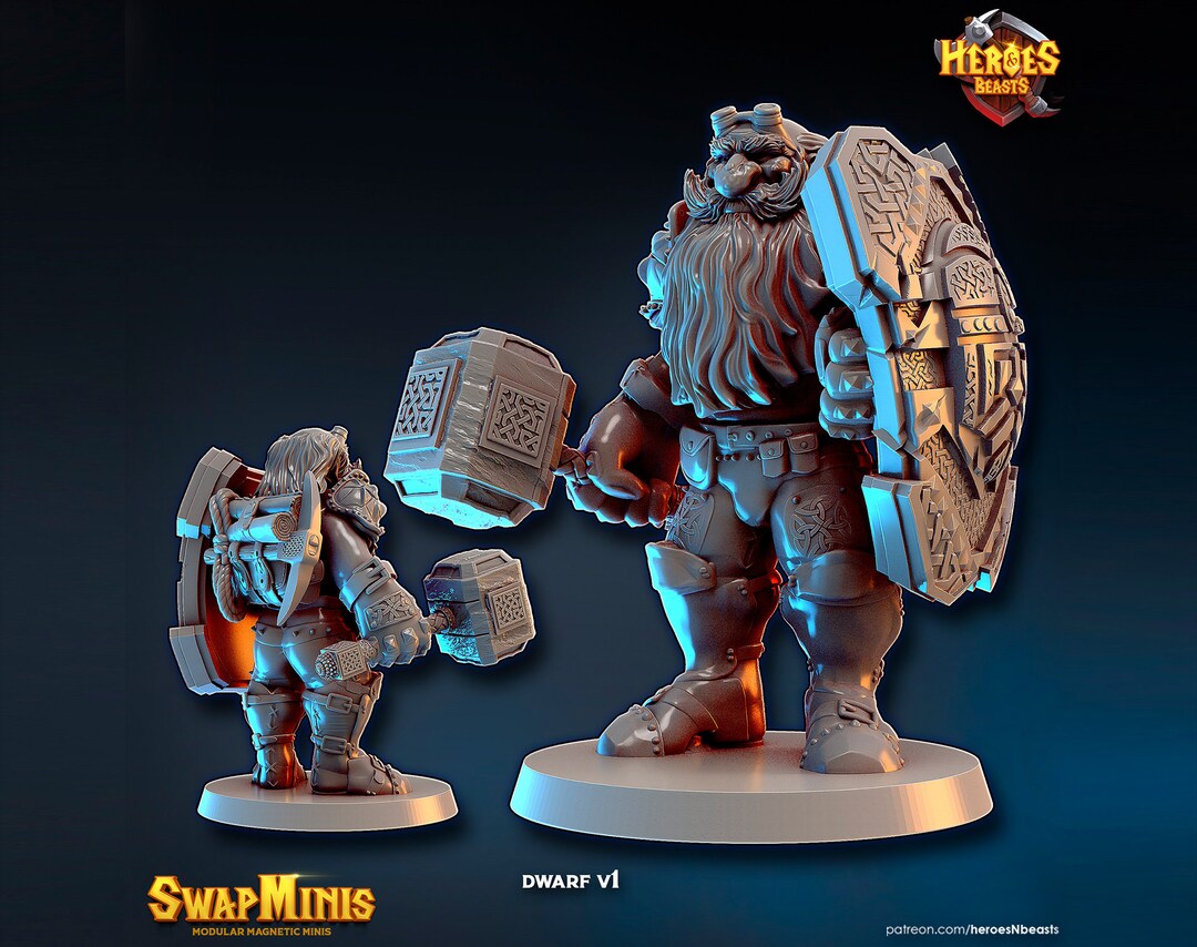 Dnd Miniature Dwarf Hammer Fighter - ) Dungeons and Dragons • Tabletop ...