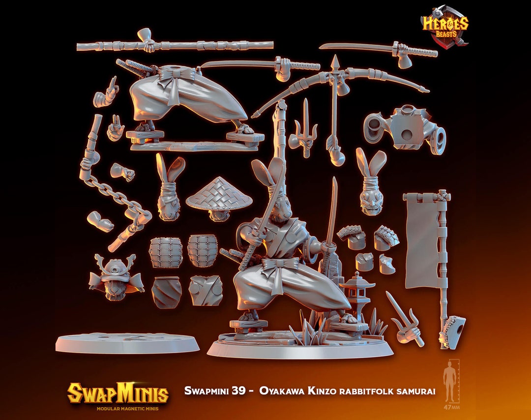 Swapmini 39 - Oyakawa Kinzo Rabbitfolk Samurai ( Digital Stl File for ...