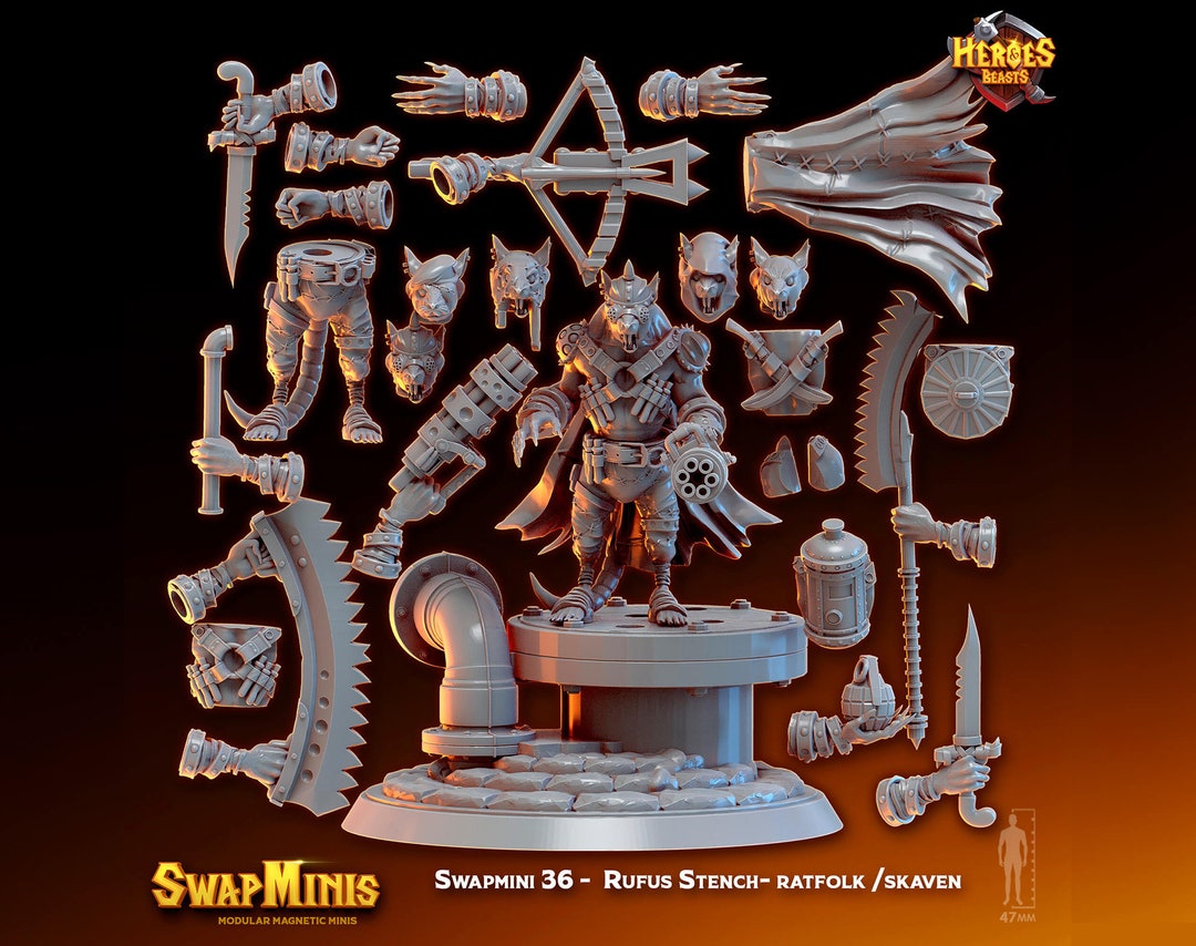 Swapmini 36 - Rufus Stench- Ratfolk /skaven ( Digital Stl File for 3d ...