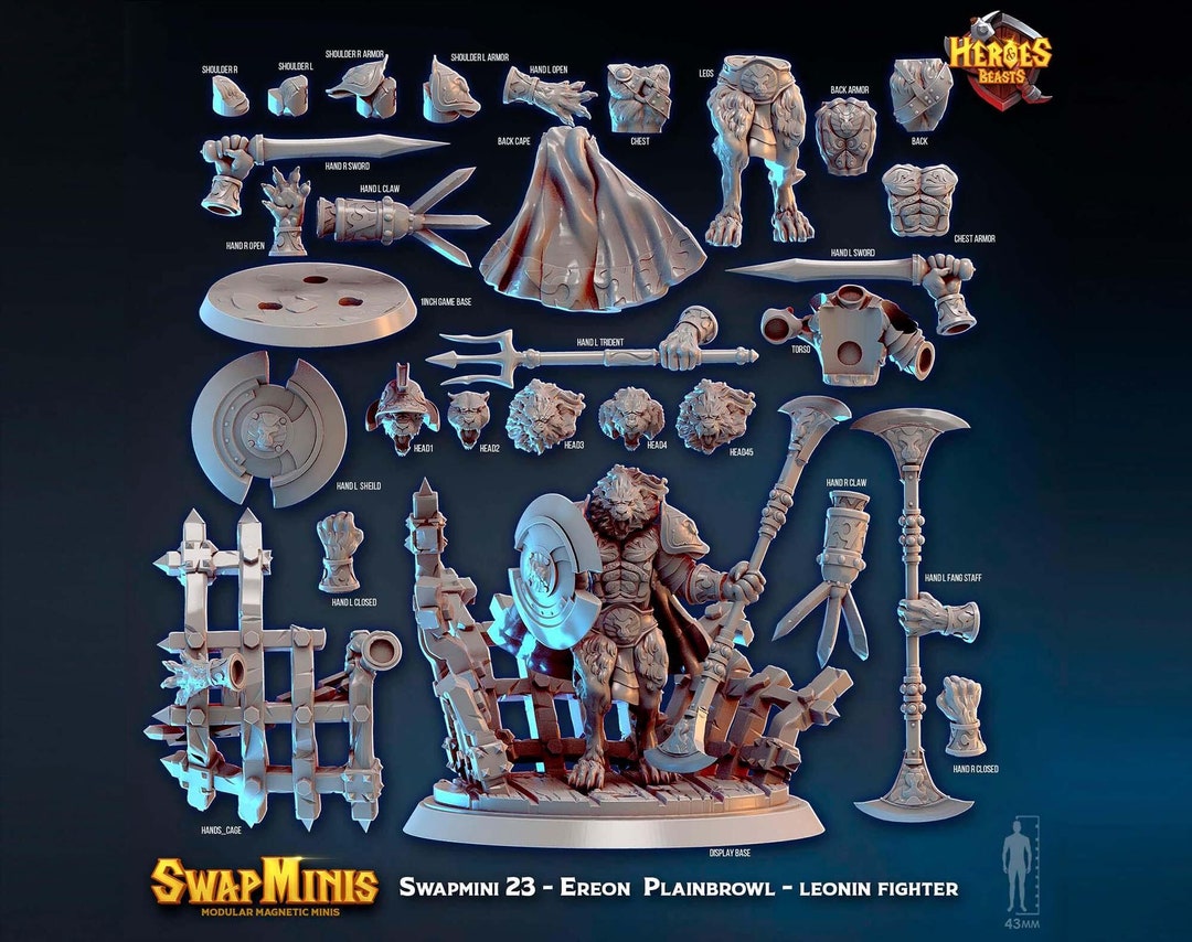 Swapmini 23 - Ereon Plainbrowl - Leonin Fighter ( Digital Stl File for ...