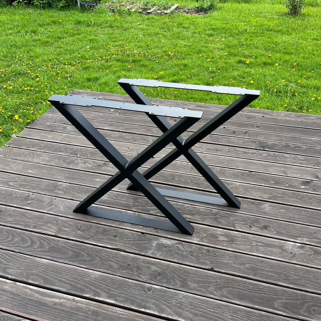 X Shape Square Table Legs, Set of 2, Industrial Table Legs, Iron Legs ...