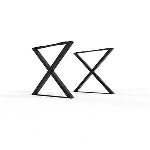 X Shape Square Table Legs, Set of 2, Industrial Table Legs, Iron Legs ...