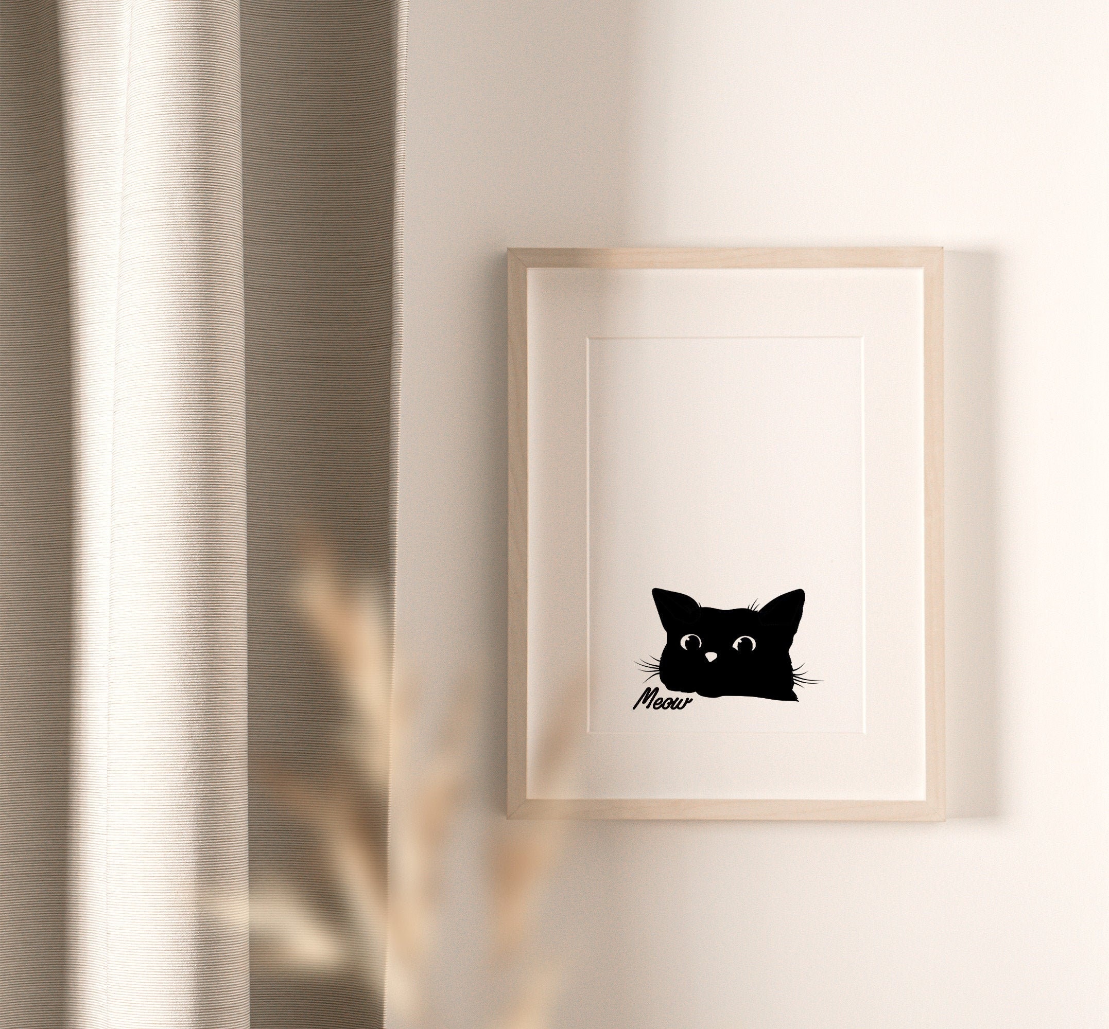 Peeping Cat Poster, Cat Print, Kitten Poster, Black Cat, Cat Lover ...