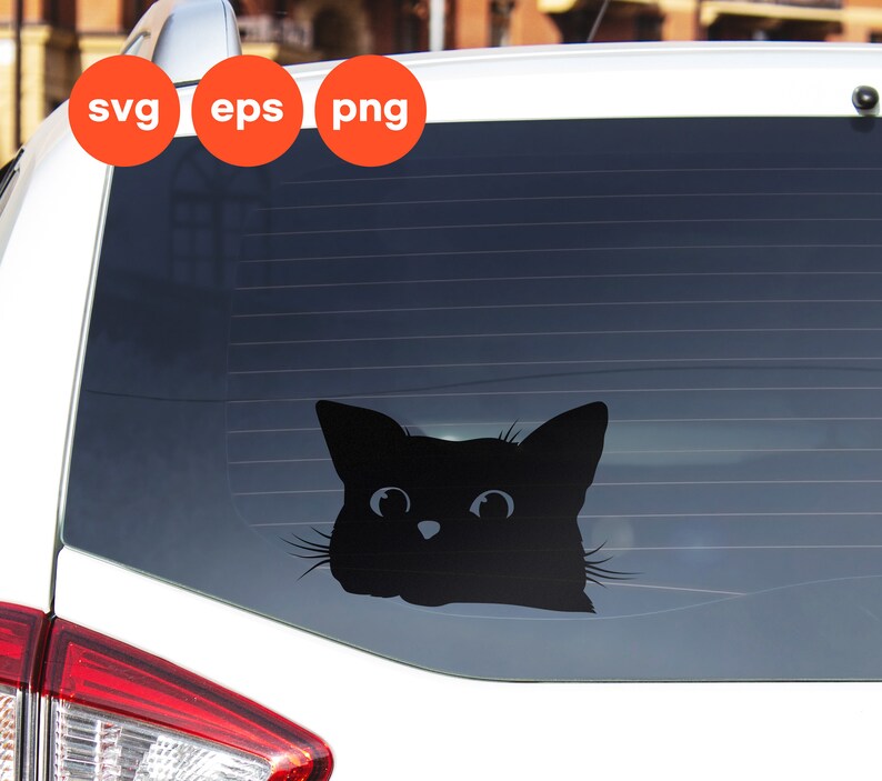Peeping Cat Svg, Lovely Cat Svg, Window Cat Sticker, Cute Black Cat ...