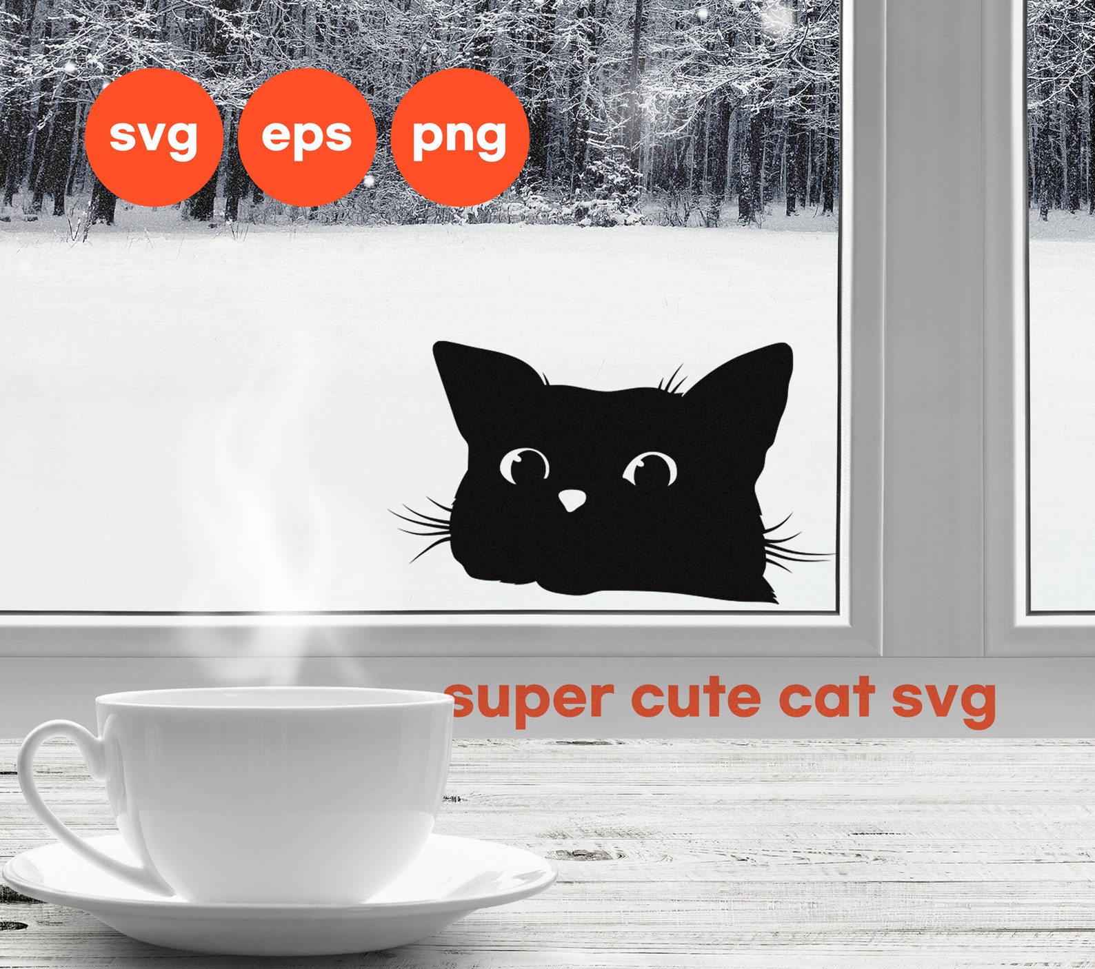 Peeping Cat Svg, Lovely Cat Svg, Window Cat Sticker, Cute Black Cat ...