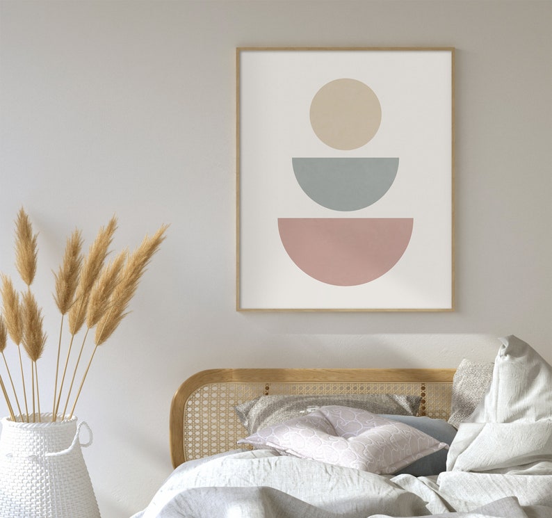 Neutral Wall Art, Boho Minimalist Wall Art, Geometric Art Print, Modern ...