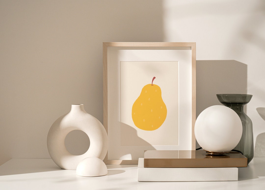 Printable Wall Art Mid Century Modern Art, Pear Fruit Poster, Boho Wall ...