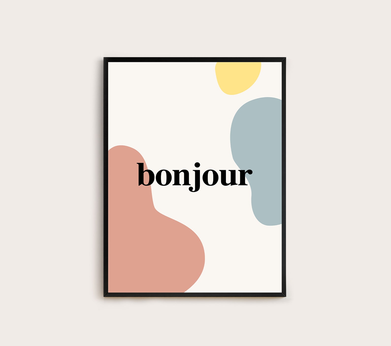 Bonjour Quote Print Bonjour Print Typography Quote Wall Art - Etsy