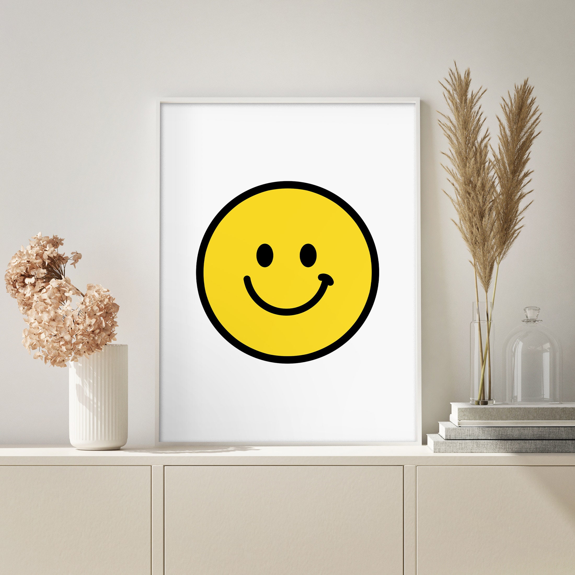 Yellow Smile Printable Poster, Smile Print, Smiley Face Print, Yellow ...
