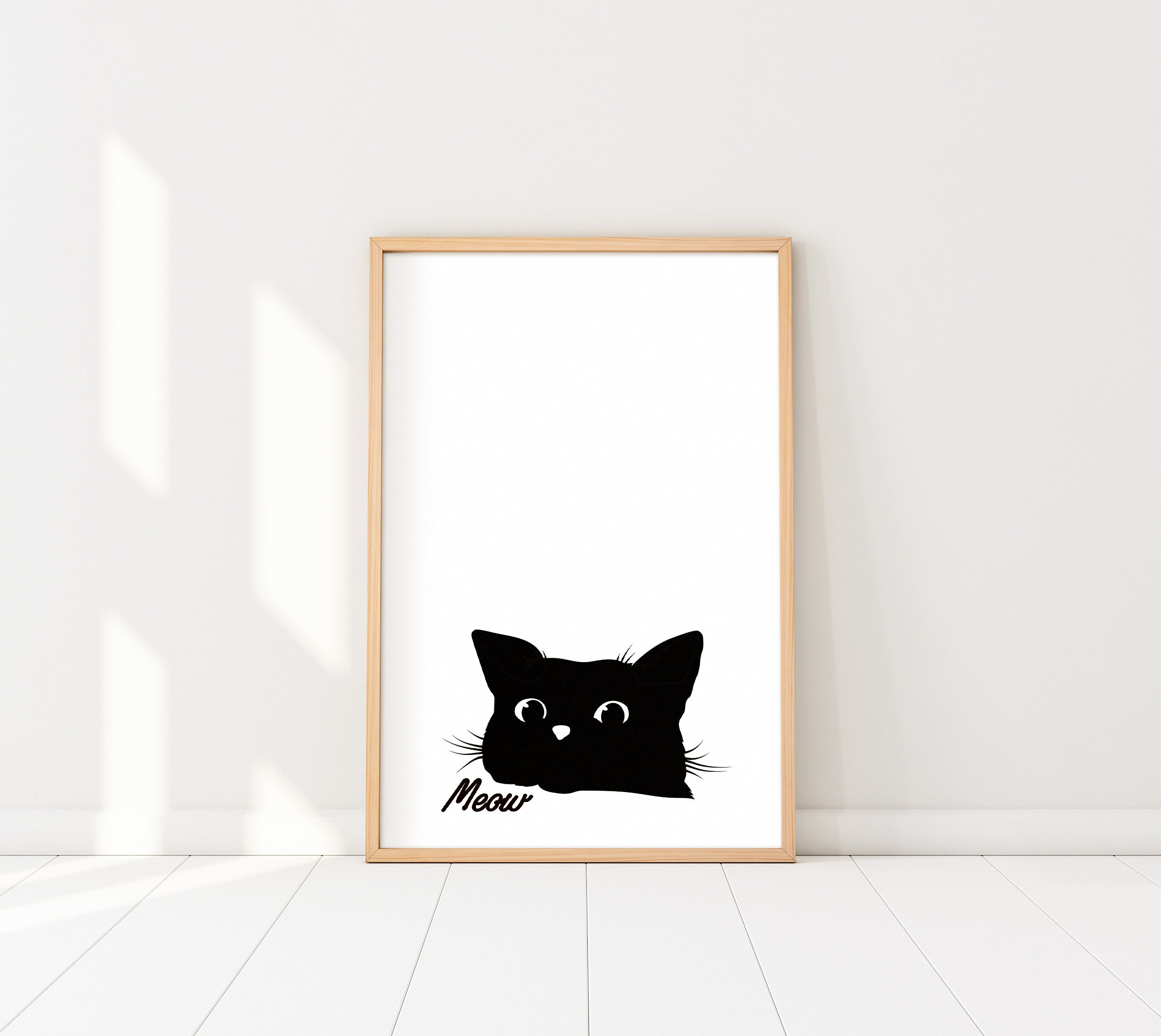 Peeping Cat Poster, Cat Print, Kitten Poster, Black Cat, Cat Lover ...