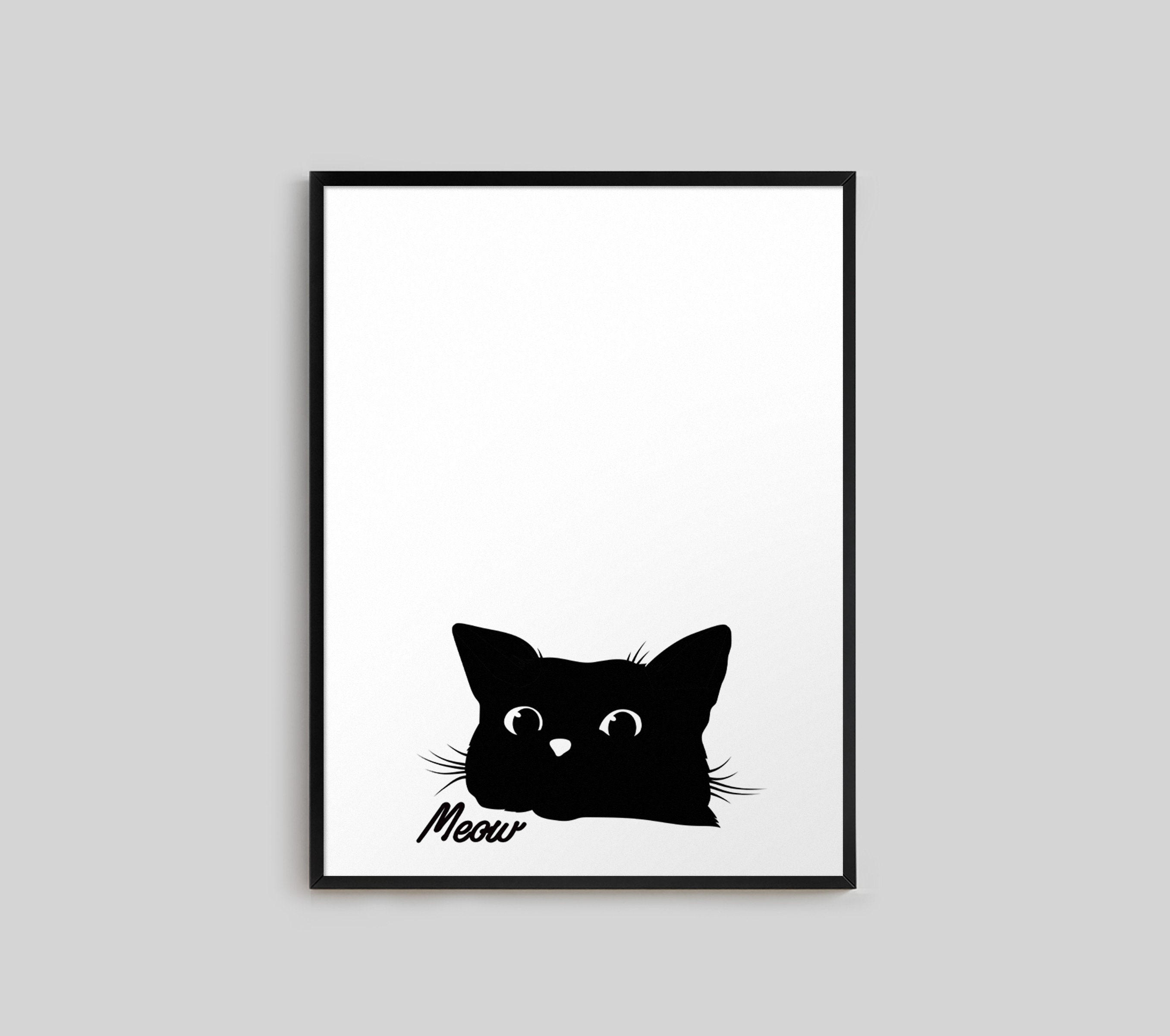 Peeping Cat Poster, Cat Print, Kitten Poster, Black Cat, Cat Lover ...